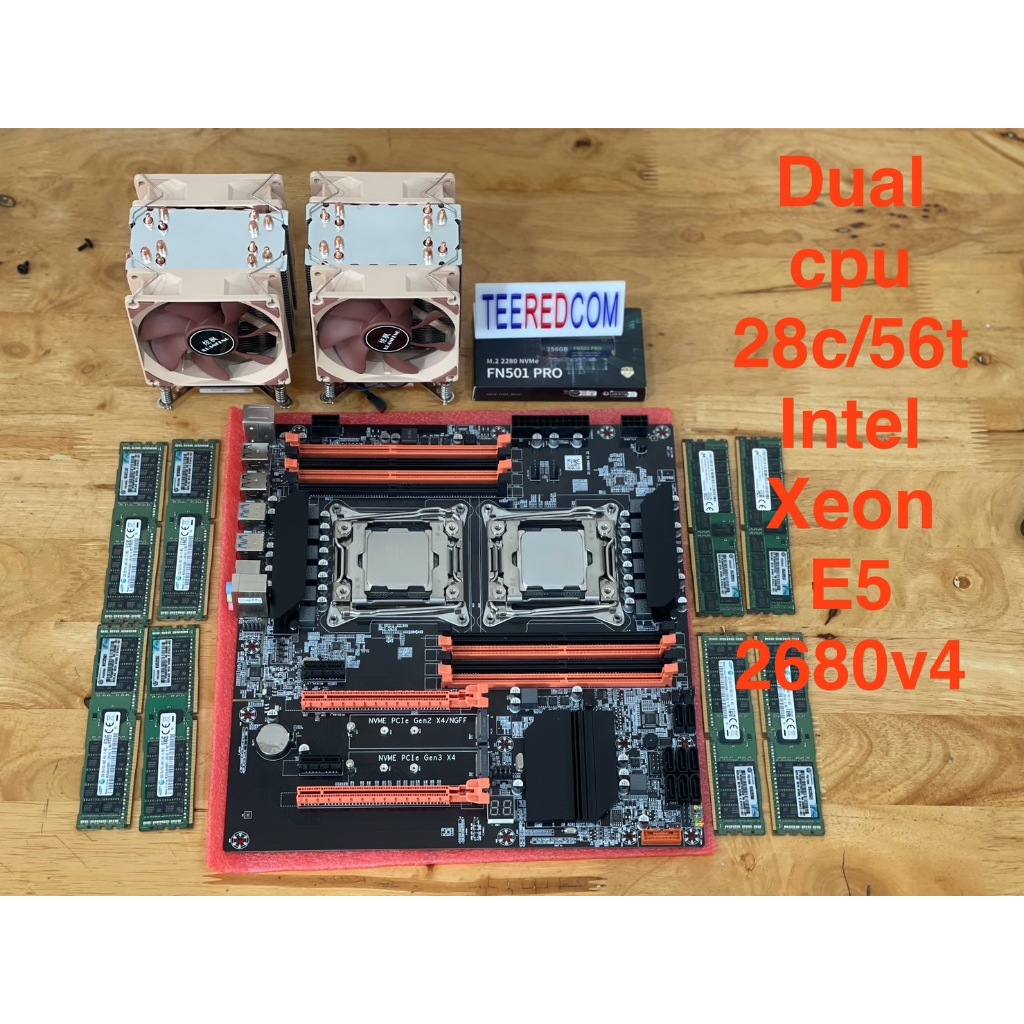 ชุด Mb x99 Dual M.2 x2 cpu intel Xeon E5 2680v4 dual 28c/56t 2.4-3.3ghz ...
