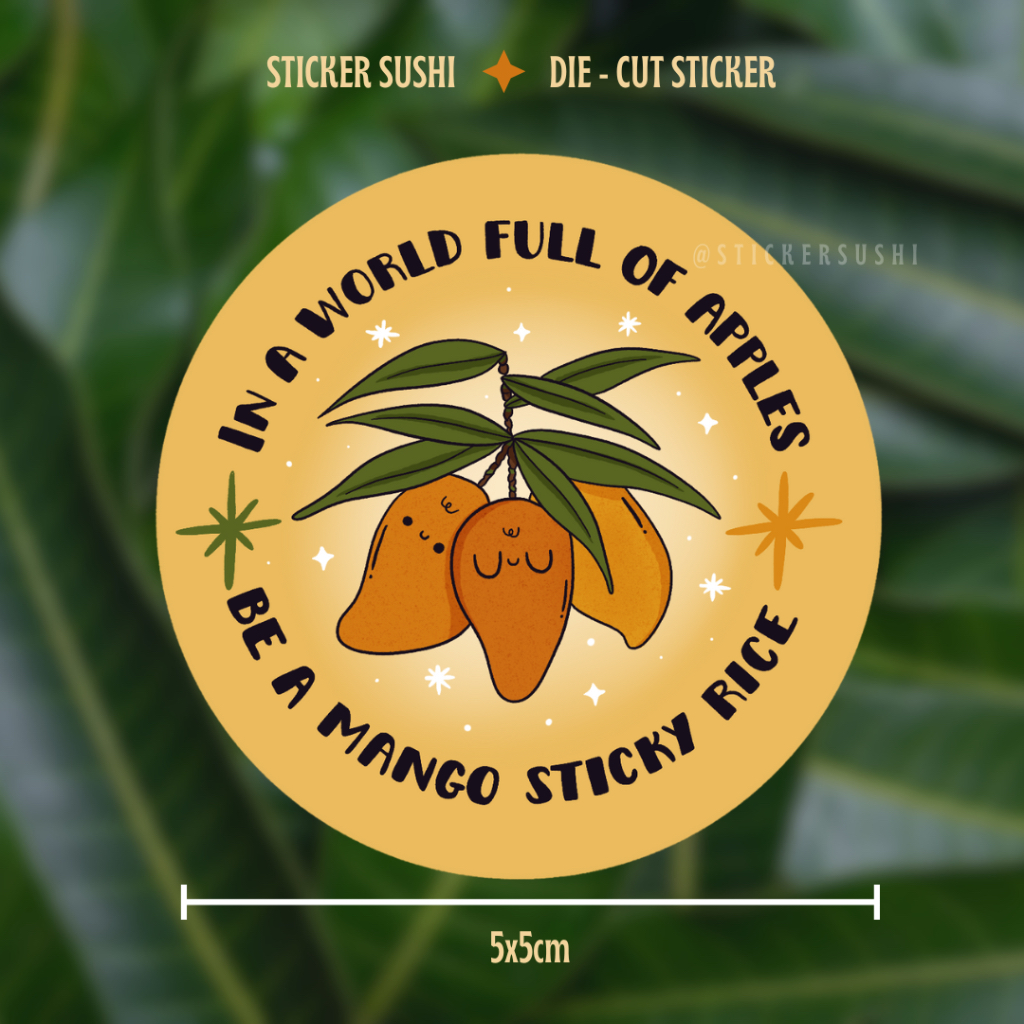 Mango Sticky Rice | PP Sticker | Waterproof | 5x5cm | Shopee Thailand