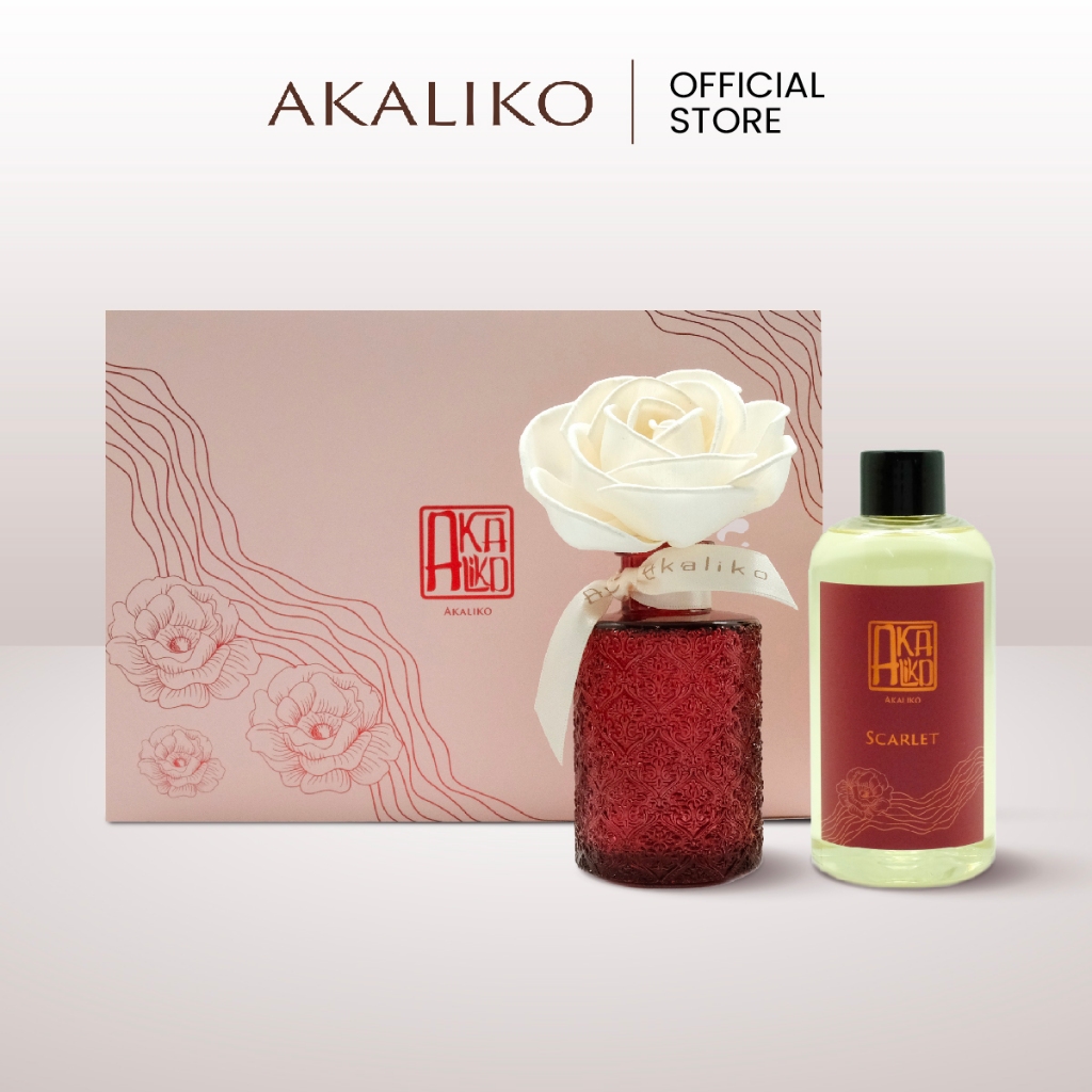AKALIKO Aroma Flower Diffuser Ruby Rouge 250 ml. อะกาลิโก ก้านไม้หอม ดอกโสน อโรม่า น้ำหอมหอม ...