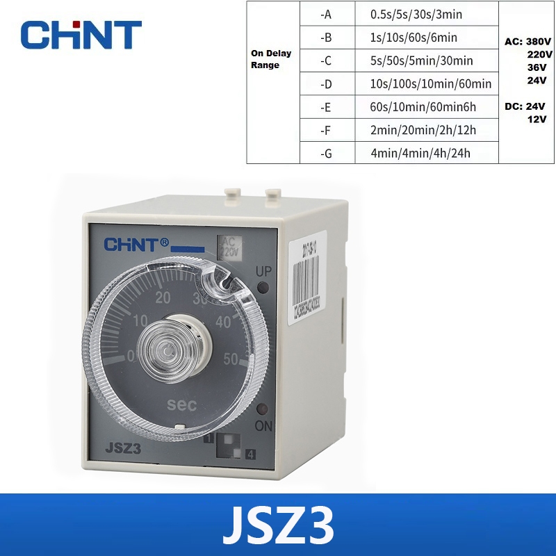 CHINT Time Power On รีเลย์ JSZ3A-A A-B A-C A-D A-E 1S 5S 10S 30S 60S 1M ...