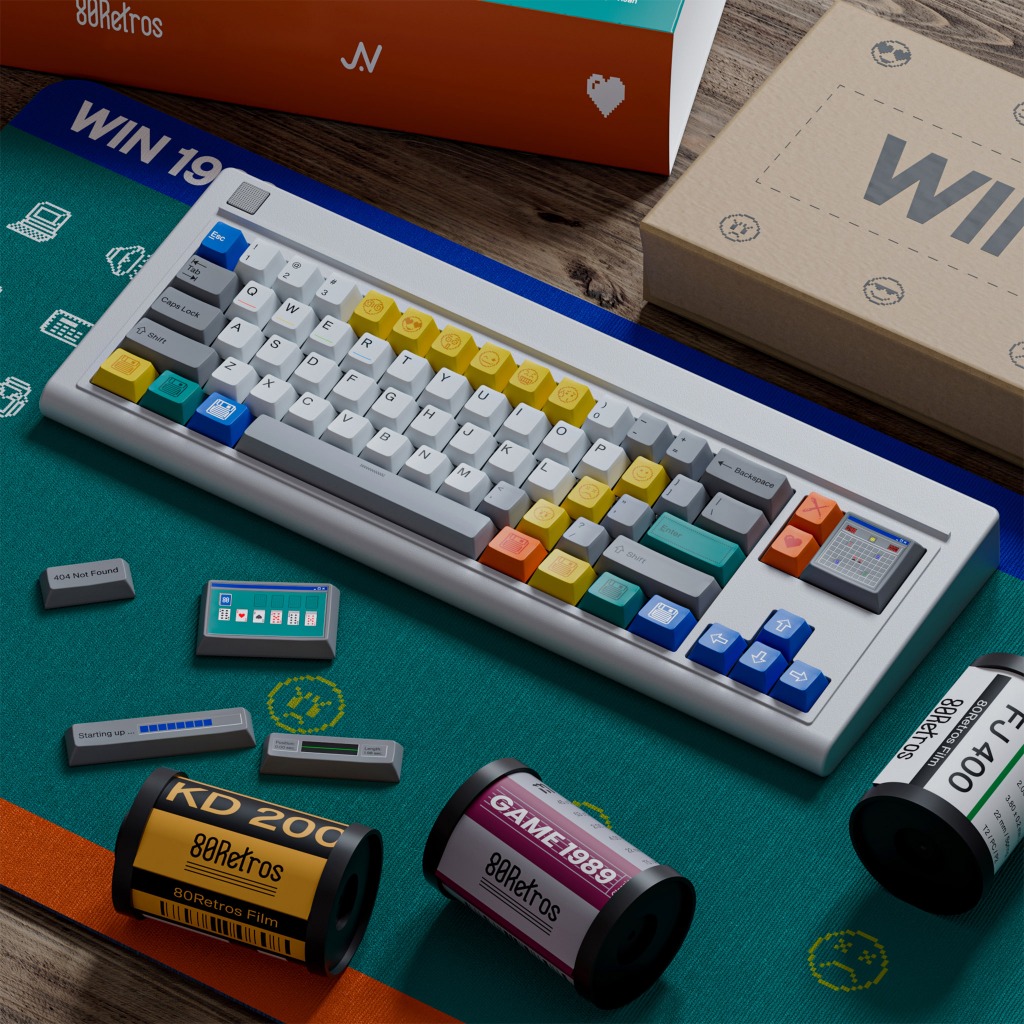 คีย์แคป 80Retros PBT Ink Printing WIN 1998 Cherry Profile Full Set ...