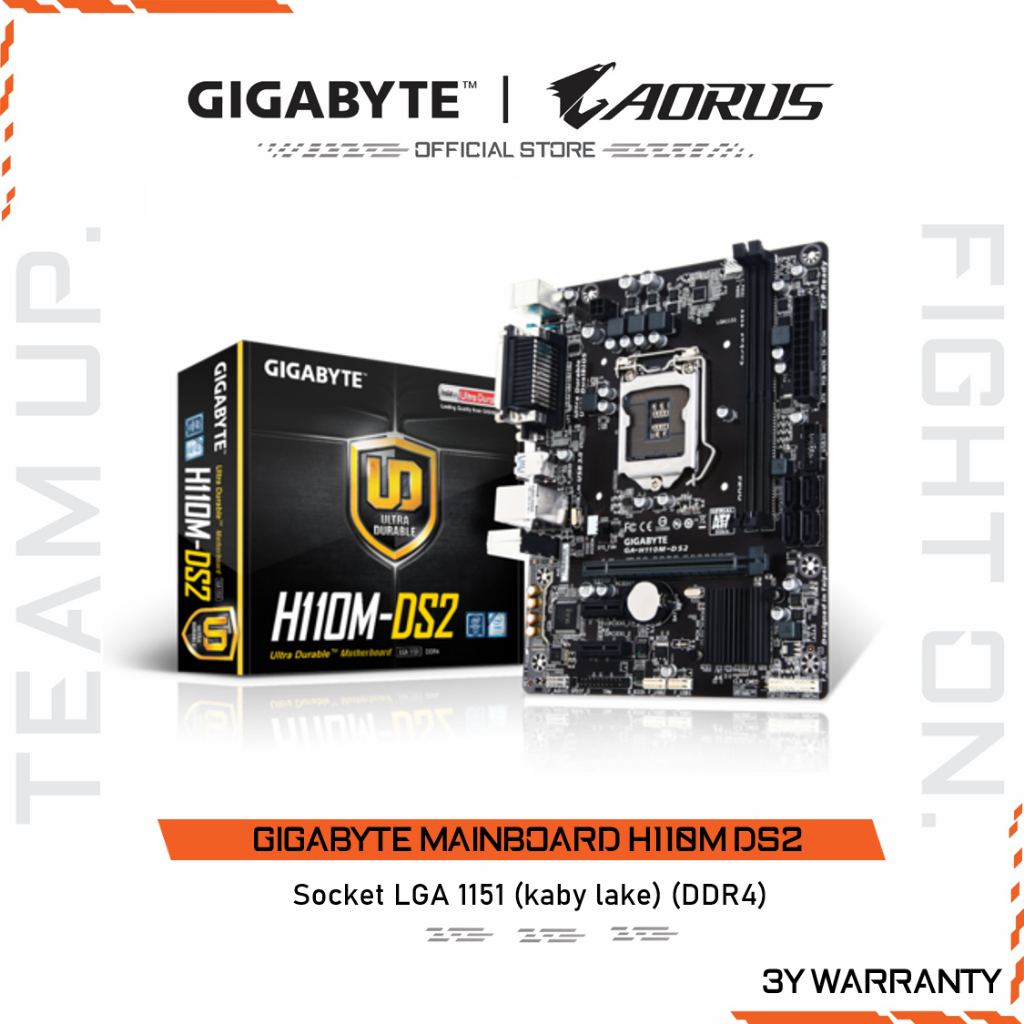 GIGABYTE MAINBOARD H110M DS2 เมนบอร์ด GA-H110M-DS2-REV1.3 | Shopee Thailand