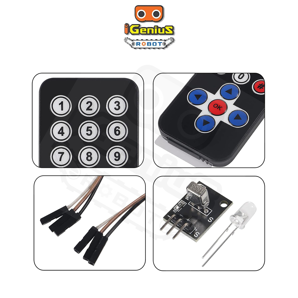 รีโมท + ตัวรับ Arduino IR Remote Control (3 Pin) HX1838 Receiver + NEC ...