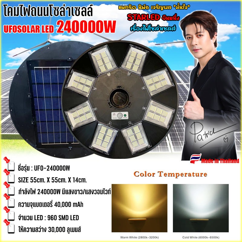 [ถูกที่สุด] 240000W โคมไฟถนน UFO Square Light พลังงานแสงอาทิตย์Solar Street Light แสงขาวและวอร์ม ...