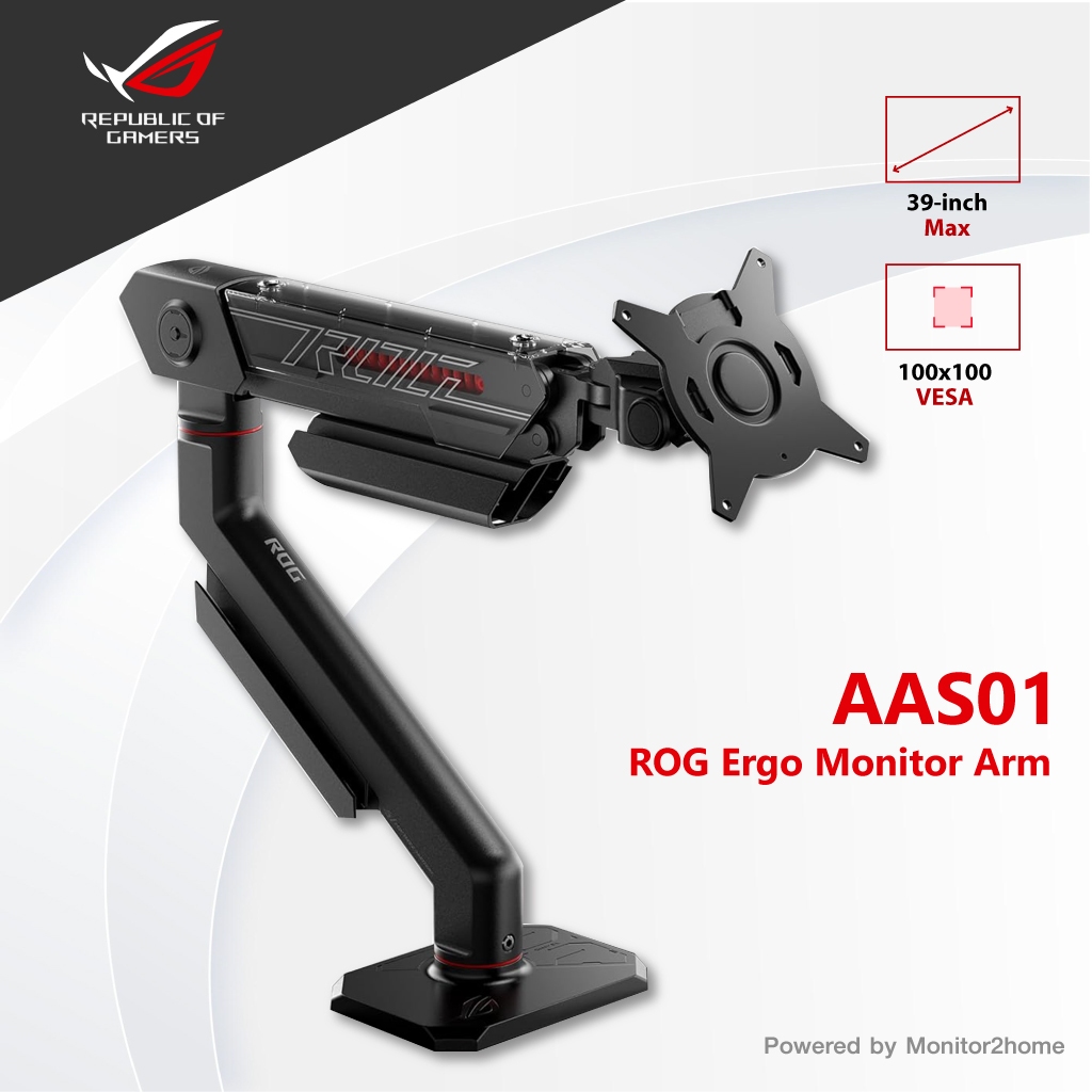 ASUS ROG Ergo Monitor Arm, Ergonomic, Pivot, Swivel, Height Fully ...