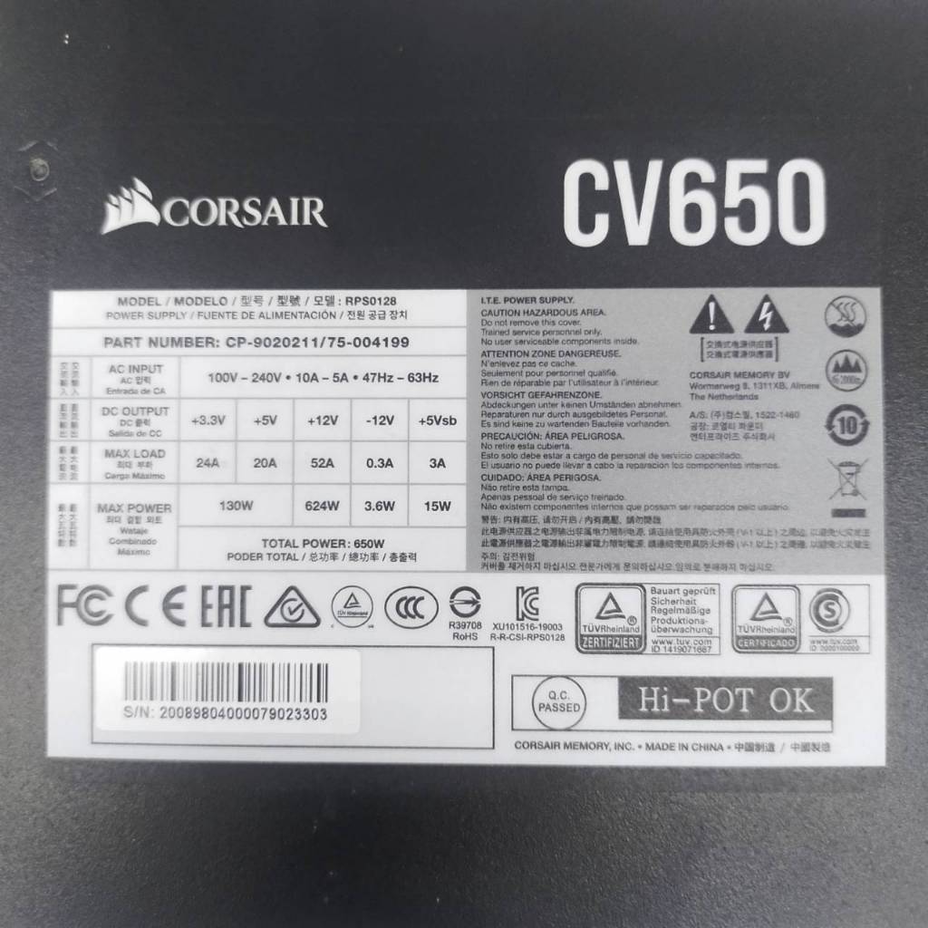 PSU CORSAIR CV 650 650W (80+ Bronze) ประกัน 2 เดือน | Shopee Thailand
