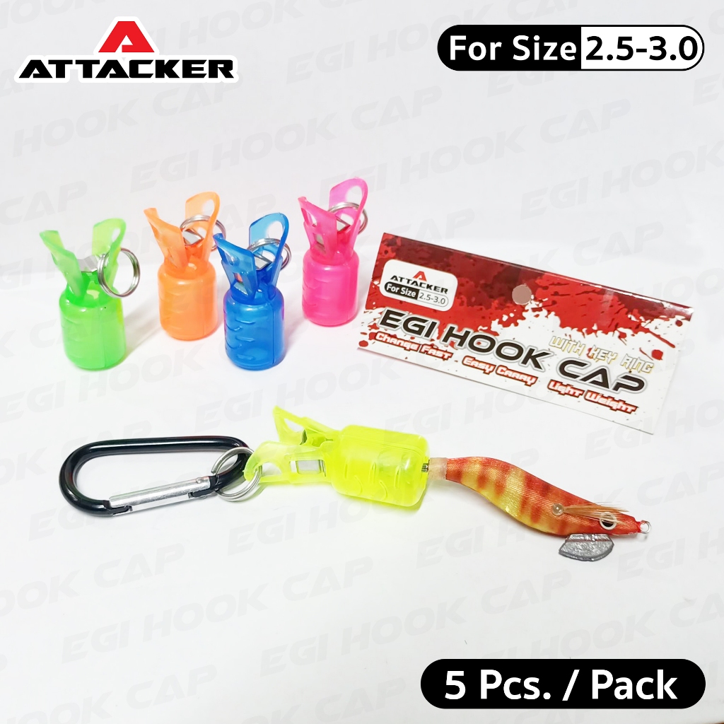 ครอบชบาโยตกหมืก ATTACKER Egi Hook Cap ฝาครอบชบาโย แบบพวง 5 ชิ้น ...
