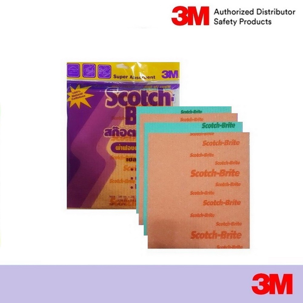 3M ผ้าฟองน้ำอเนกประสงค์ 7x7.8x0.2 นิ้ว (4แผ่น/แพ็ค) Super Absorbent ...
