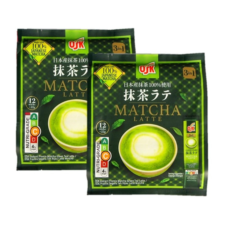Osk 3 In 1 Matcha Latte 22g. x12 sticks (x2 แพ็ค) โอเอสเค 3อิน1 ชาโฮ ...
