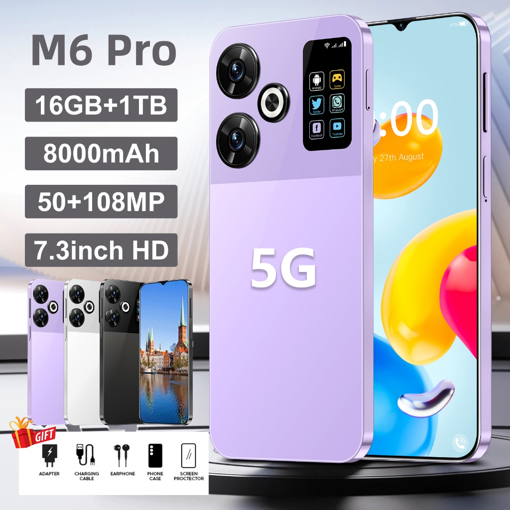 COD M6 Pro มาร์ทโฟน 16GB + 1TB 7.3 นิ้วหน้าจอ 5G 8000mAh แบตเตอรี่โทรศัพท์ Android โทรศัพท์ ...