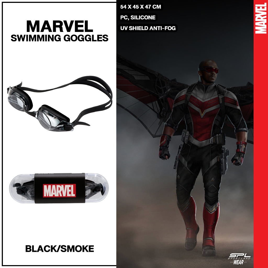 Marvel มาร์เวล แว่นตาว่ายน้ำ สำหรับว่ายน้ำ Swimming Gaggles Silicone BK ...