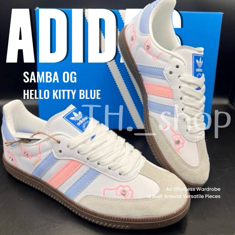 รองเท้าผ้าใบผู้หญิง AD SB OG Hello Kitty Blue พร้อมกล่องแบรนด์ แซมบ้าโอ ...