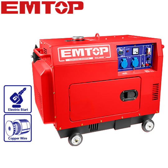 EMTOP เครื่องปั่นไฟฟ้าเบนซินแบบเงียบ เครื่องยนต์ 4 จังหวะ 5 กิโลวัตต์ ...