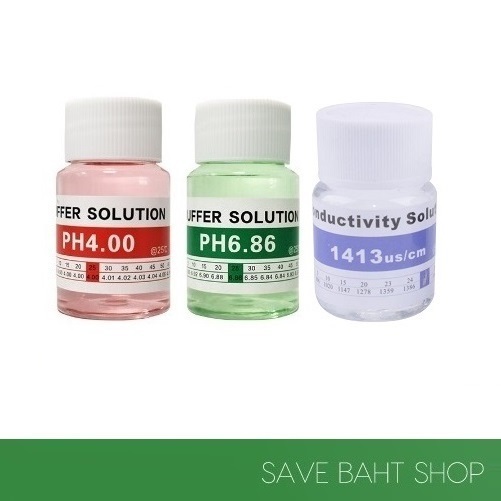 น้ำยาคาริเบต pH / EC conductivity Buffer Solution 4.00 6.86 9.18 ec1413 us/cm น้ำยาคาริเบตขวด ...