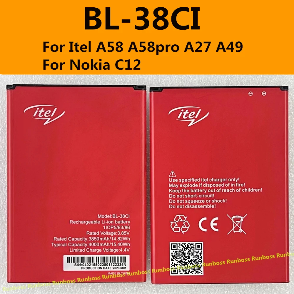 BL-38CI แบตเตอรี่ สำหรับ itel A27 A551L A49 A661L เล่นได้ A49 A631L A58 ...