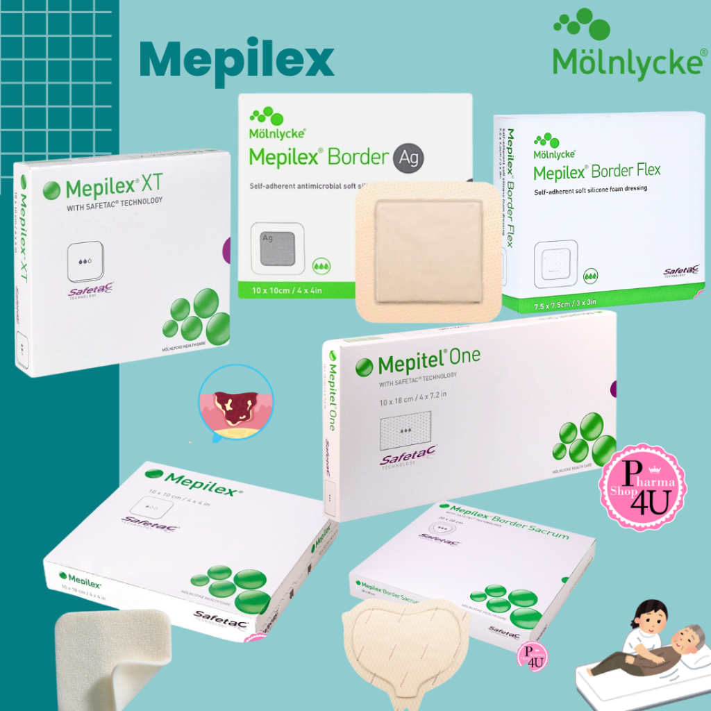 (1แผ่น) Molnlycke Mepilex /MEPILEX AG/BORDER AG / BORDER FLEX / SACRUM ...