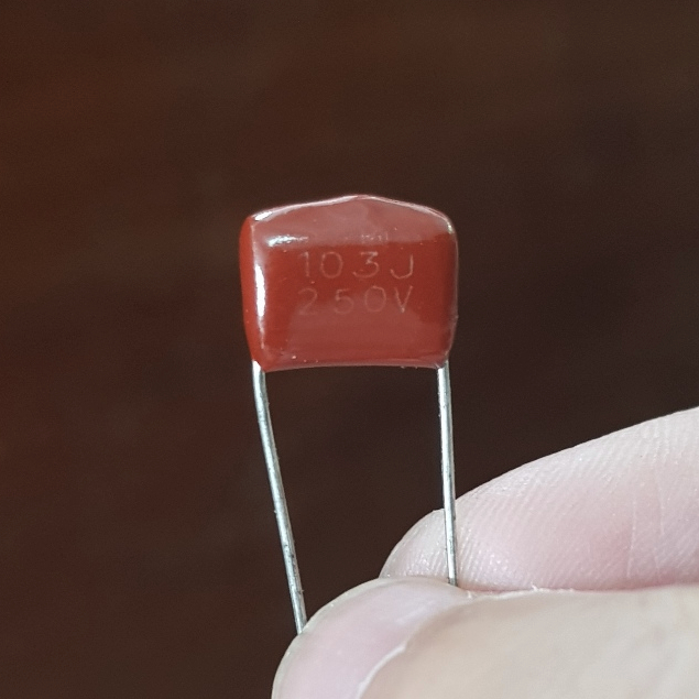 Mylar Capacitor 103J คาปาซิเตอร์ ค่า 0.01uf / 250v. ป้องกัน Noise ที่มา ...
