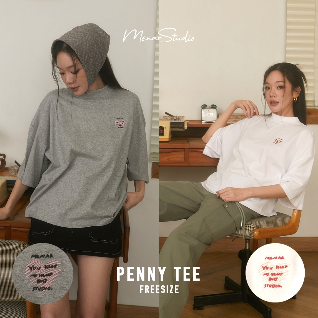 [Penny Tee] เสื้อยืดทรงโอเวอร์ไซส์กำลังดี เสื้อผ้านุ่มเด้ง พร้อมปักลาย ...
