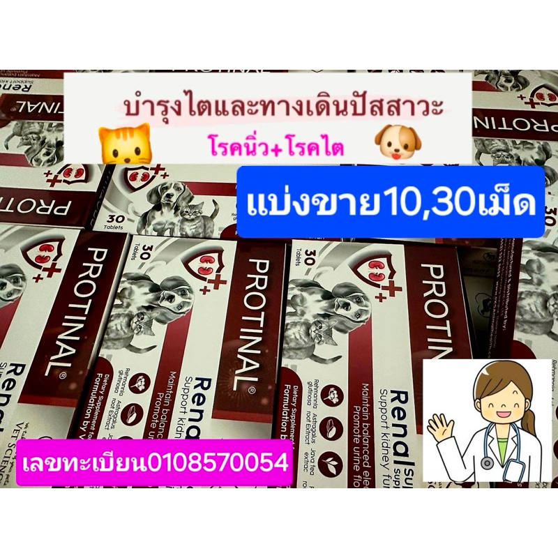 Protinalวิตามินบำรุงไตดูแลนิ่วกระเพาะปัสสาวะในสุนัขแมวแบ่งขาย10,30,60 ...