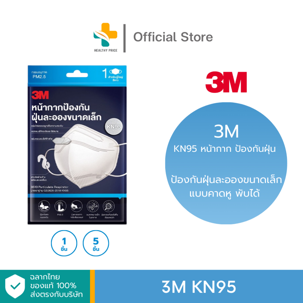 3M KN95 (1, 5 ชิ้น) หน้ากากป้องกันฝุ่นละอองขนาดเล็ก | Shopee Thailand