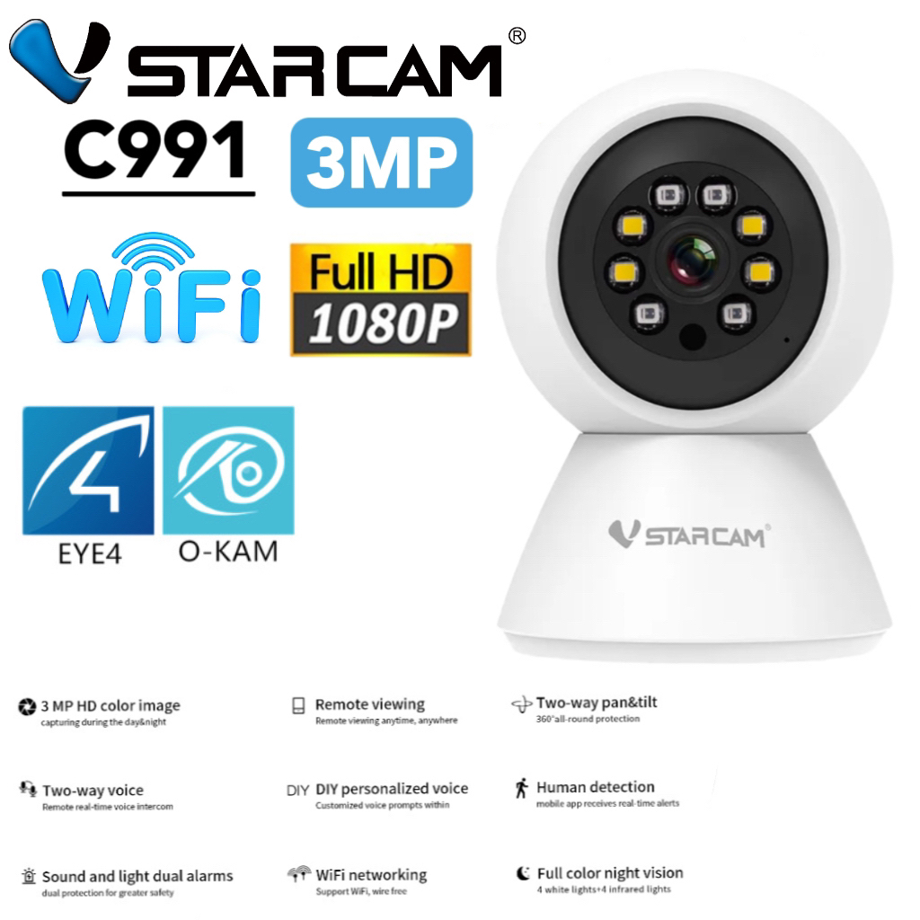 【รุ่นใหม่】VSTARCAM C991 /C993/C994C SUPER HD 1296P 3.0MegaPixel H.264+ WiFi iP Camera กล้องวงจร ...