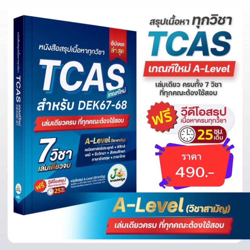 หนังสือสรุปเนื้อหาทุกวิชา TCAS เกณฑ์ใหม่ สำหรับ DEK66-67 อัปเดตล่าสุด เล่มเดียวครบ ที่ทุกคณะต้อง ...