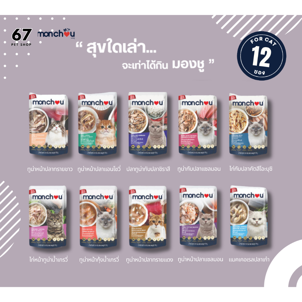 (12 ซอง) monchou มองชู อาหารแมวชนิดเปียก ขนาด 70g | Shopee Thailand