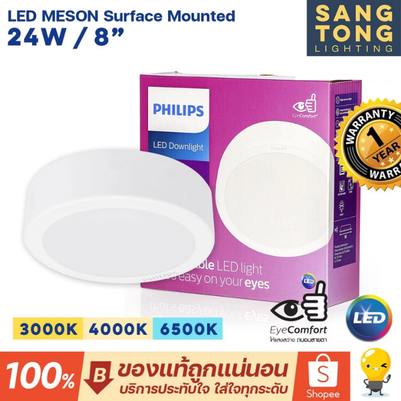 Philips LED Downlight 24W รุ่น MESON 200 59474 8 นิ้ว (8") หน้ากลม ติด ...