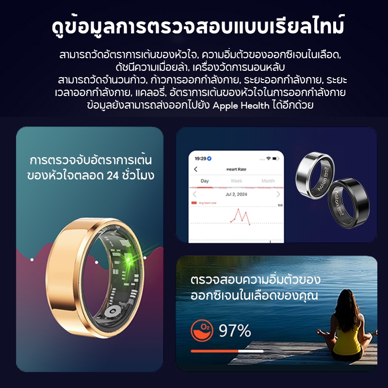 Aolon Ring Gen 3 Smart Ring Swim แหวนอัจฉริยะ IP68 กันน้ํา แหวนอัจฉริยะ ...