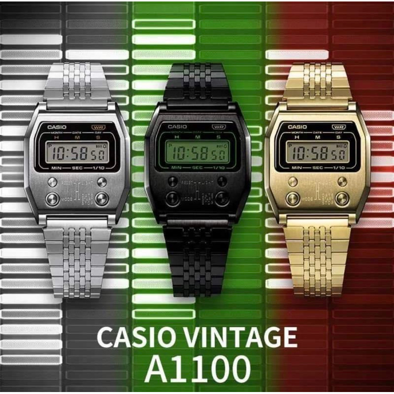 CASIO Vintage A1100B-1 ,A1100D-1, A1100G-5 ของแท้ประกัน 1 ปี | Shopee ...