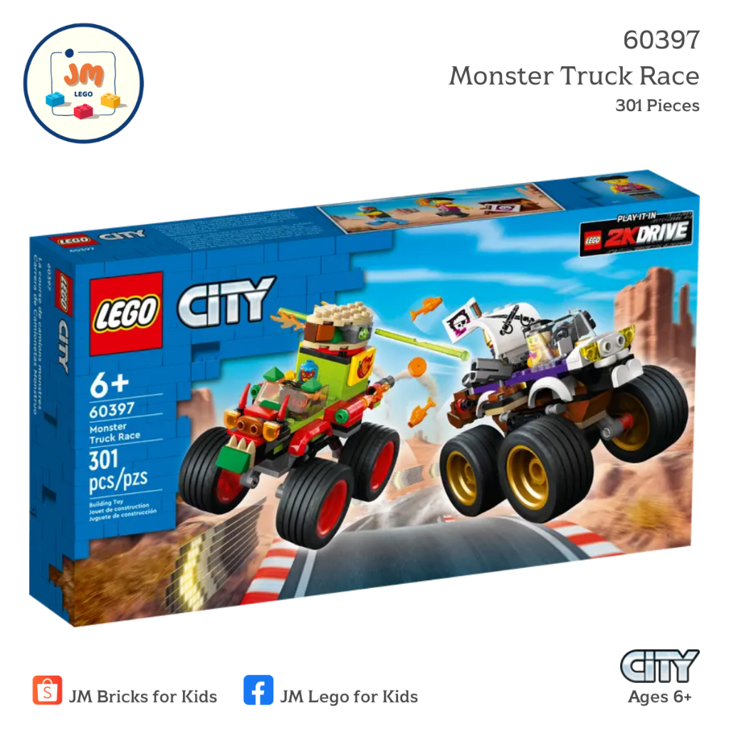 LEGO City 60397 Monster Truck Race (301 Pieces) สำหรับเด็กอายุ 6 ปีขึ้น ...