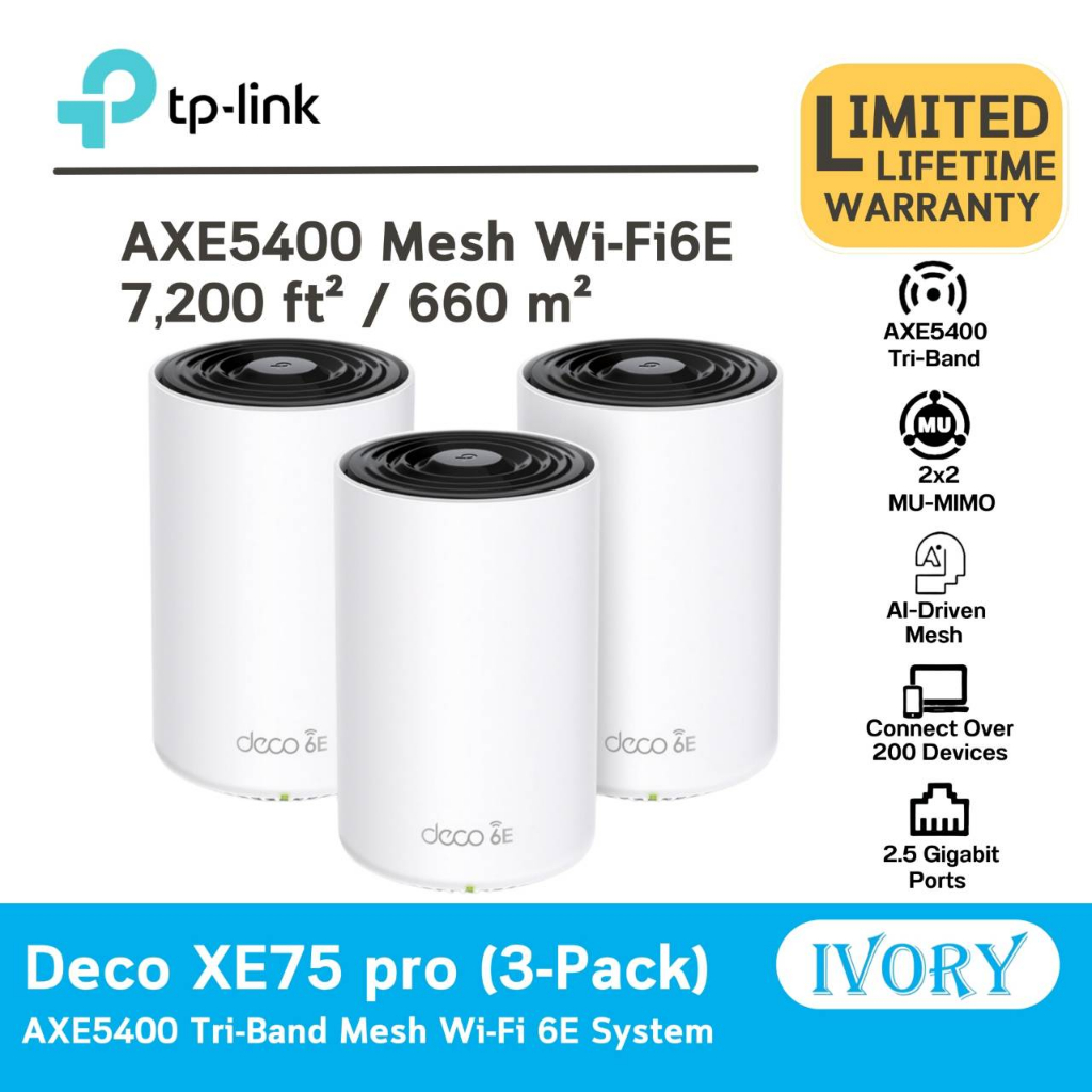 TP Link Deco XE75 Pro AXE5400 Tri-Band Mesh Wi-Fi 6E System | Shopee Thailand