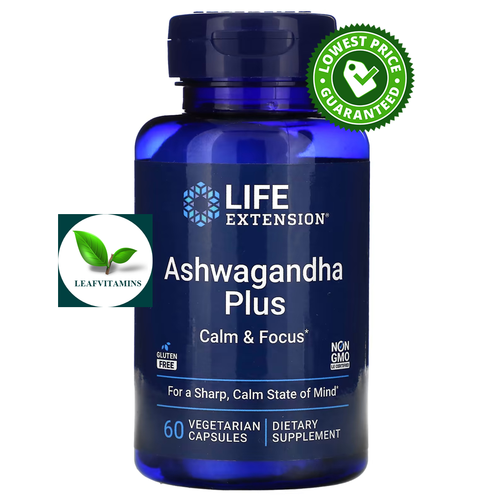 Life Extension Ashwagandha Plus Calm & Focus / 60 Vegetarian Capsules ...