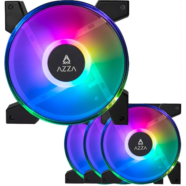 AZZA 4 X HURRICANE II DIGITAL RGB FAN 120mm + Digital RF Remote ...