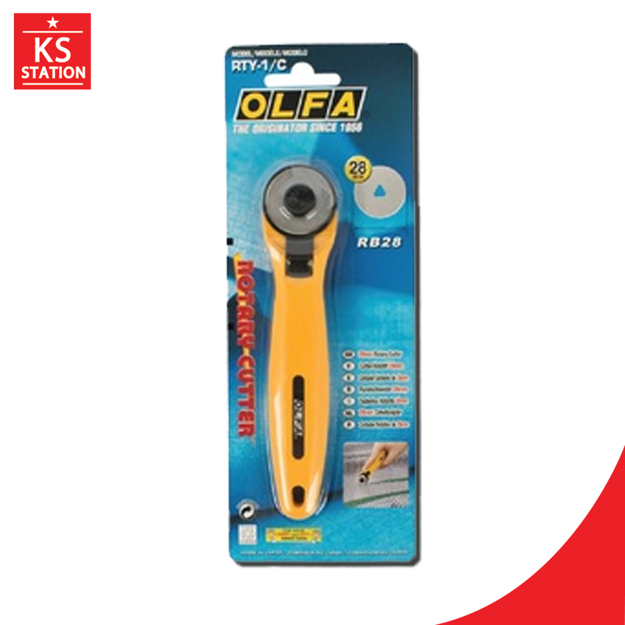 มีดคัตเตอร์ ใบมีดทรงกลม ใช้ตัดผ้า งานกระดาษ งานแผ่นบาง OLFA RTY-1/C 28 mm. DELUXE SAFETY ROTARY ...