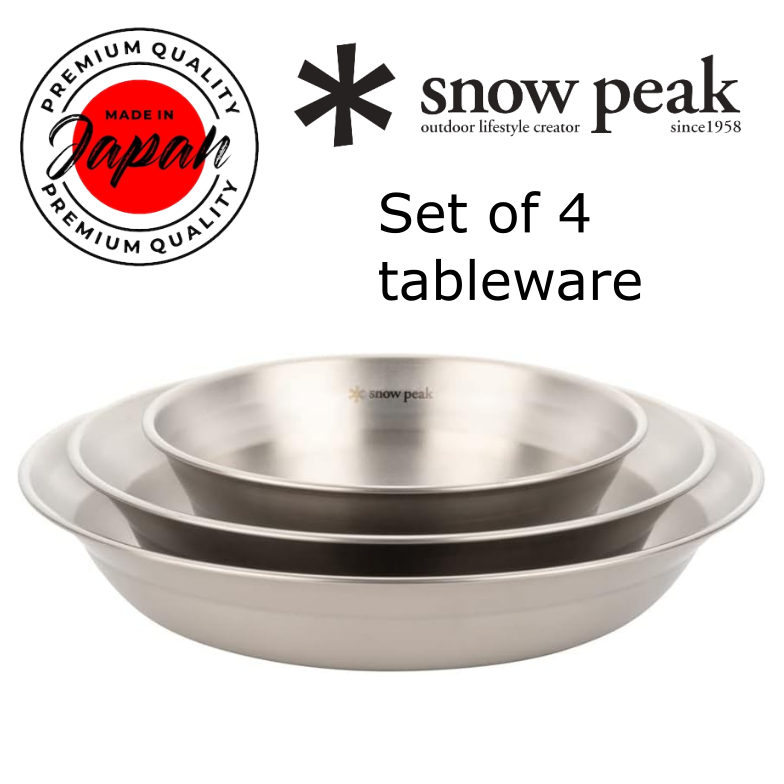 Snow Peak TW-021 ชุดจานสเตนเลส น้ําหนักเบา สําหรับตั้งแคมป์กลางแจ้ง 4 ...