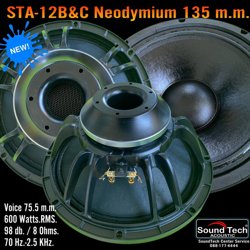 ลำโพง 12”นีโอ SoundTech Acoustic รุ่น STA-12B&C Neo/ 8โอมห์ /600 W.(RMS ...