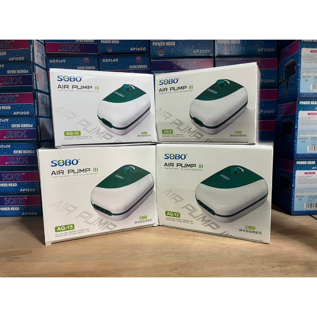 ปั๊มลมออกซิเจน 2 ทาง / 4 ทาง SOBO AQ Series AQ-8,AQ-10, AQ-12, AQ-15 (ปั๊มลมตู้ปลา อ่างปลา ...