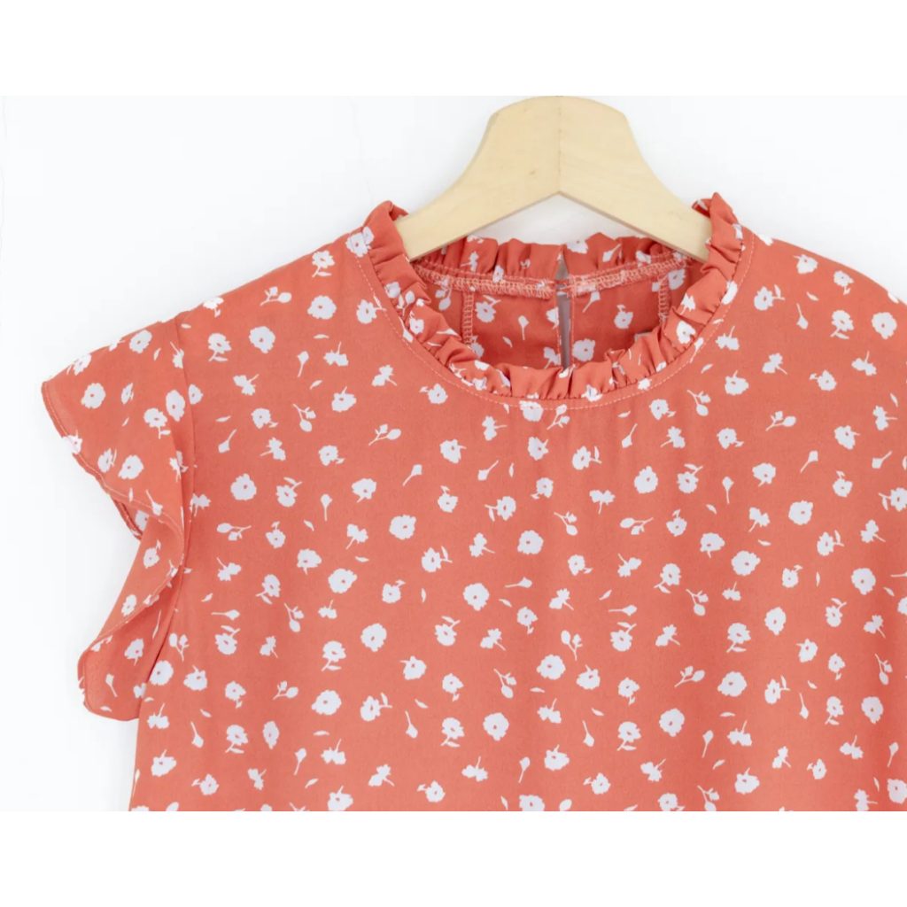 RE ️Narinari : MT2711 Ruff Collar Frill Sleeve Blouse เสื้อแขนกุดแต่ง ...