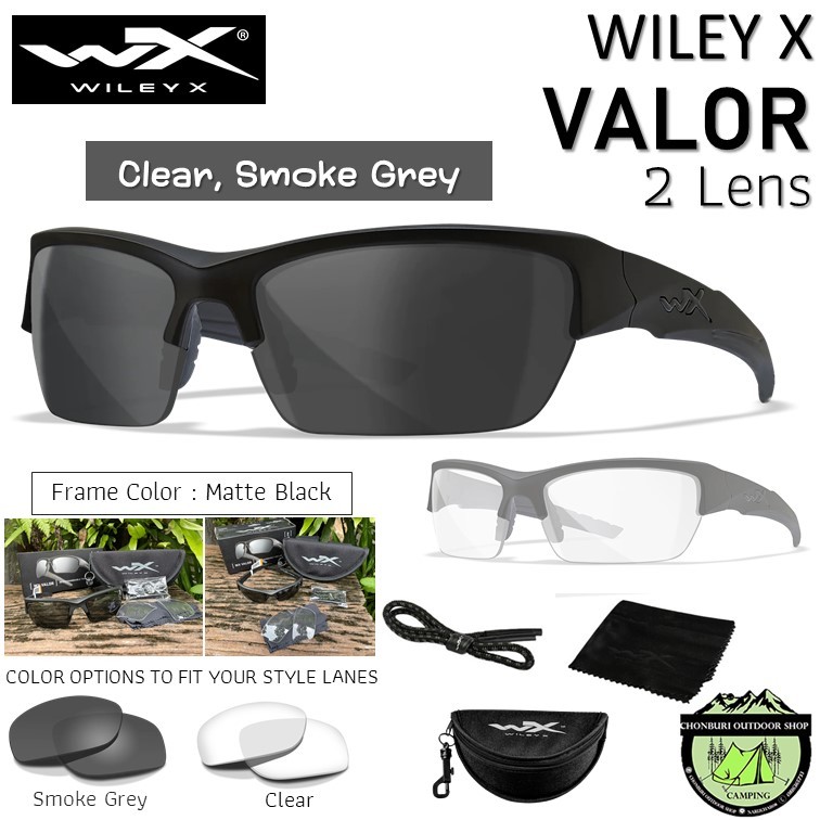 Wiley-X VALOR {2 Lens} Cleay/Smoke Grey#Frame Matte Black{CHVAL07} | Shopee Thailand