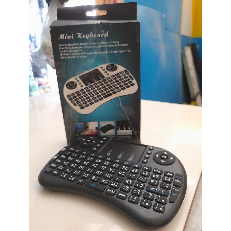 Mini Wireless Keyboard + Touchpad + Battery Charge ได้ + แป้นพิมพ์ไทย ...