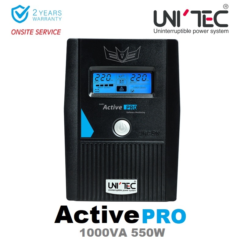 UNITEC UPS ACTIVE PRO 1000VA 550W เครื่องสำรองไฟหน้าจอดิจิทัล/มี ...