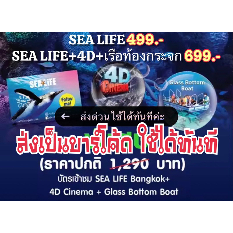 ใช้ได้ทันที[QRCode/Barcode] บัตรซีไลฟ์ สยามโอเชียลเวิลด์ Sealife Ocean World /Sea Life +4D ...