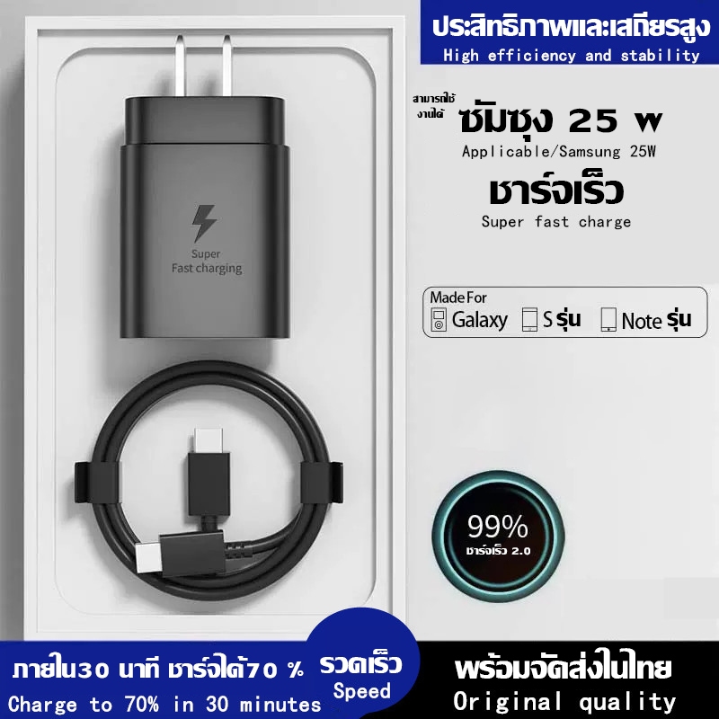 สายชาร์จ fast charge PD 25W Fast Power Adapter หัวชาร์จ 1M/1.5M/2M สาย ...