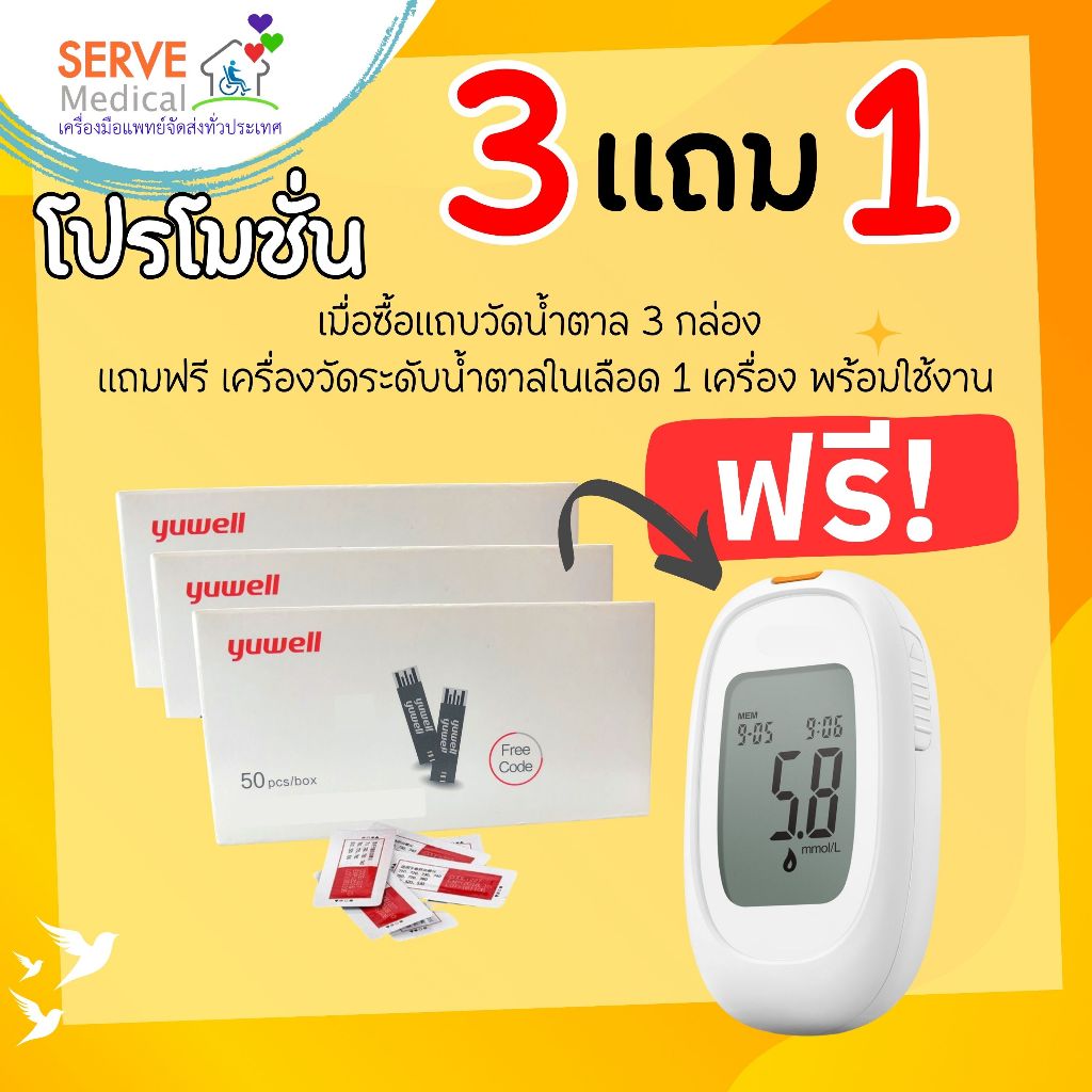แผ่นตรวจน้ำตาลในเลือด YUWELL Blood Test Strip รุ่น Y330 [ CODE 306 ...