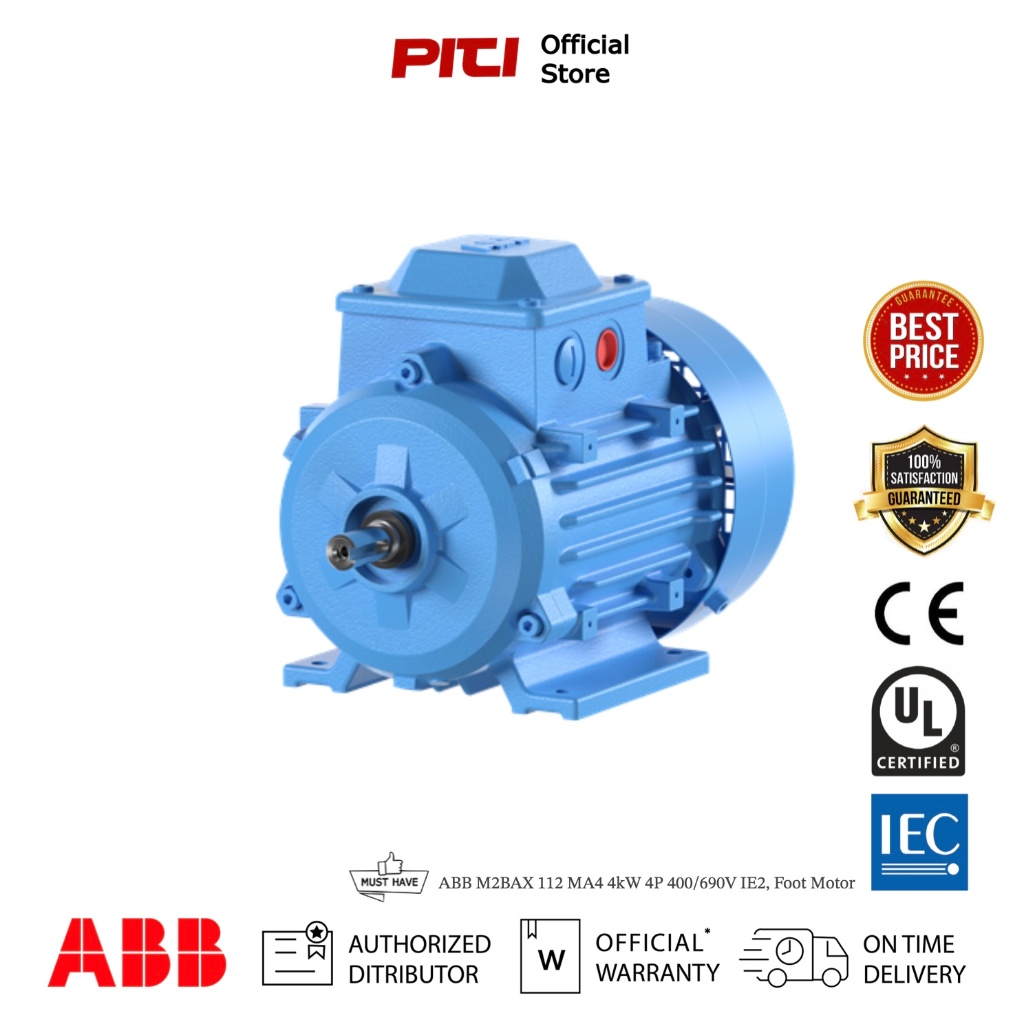 ABB M2BAX 112 MA4 4kW 4P 400/690V IE2, Foot Motor # 3GBA112310-ADC | Shopee Thailand