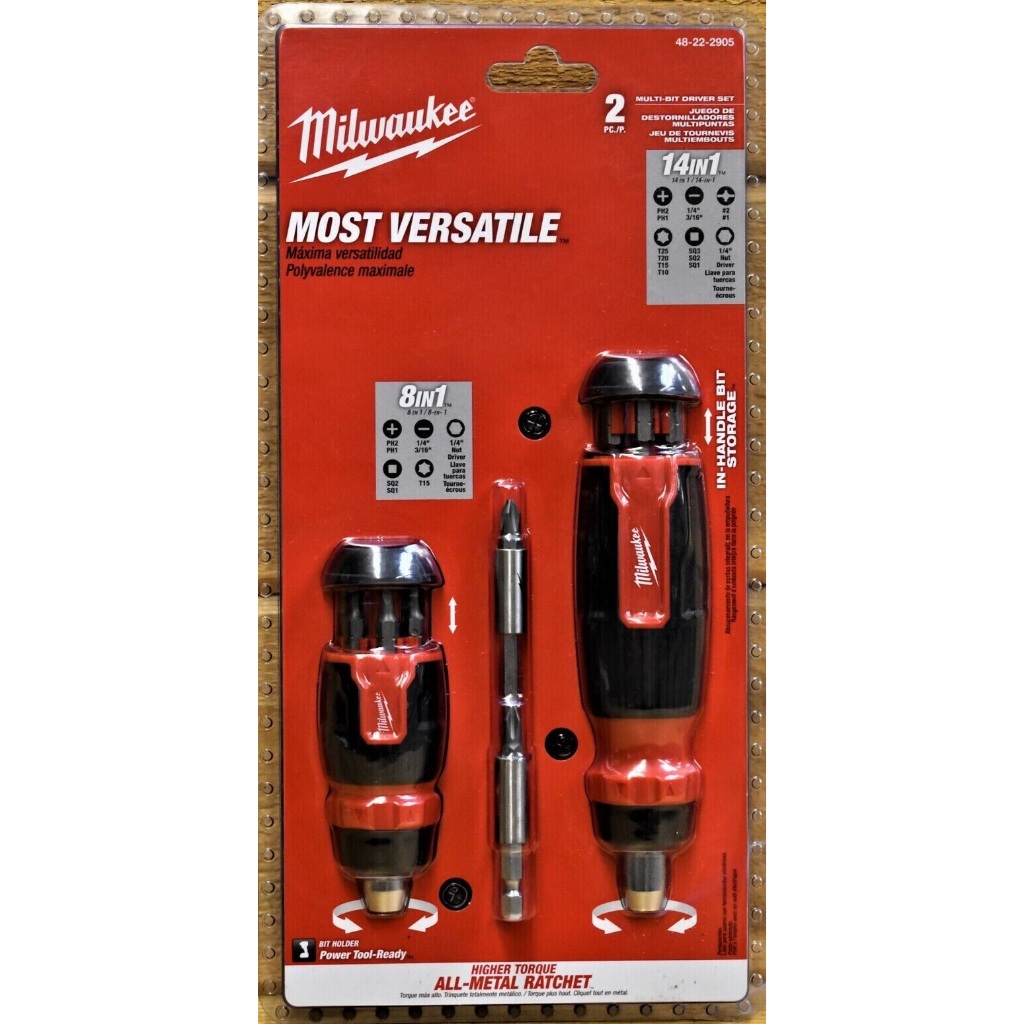 ชุดไขควง Milwaukee 14-in-1 Ratcheting Multi-Bit และ 8-in-1 Ratcheting ...