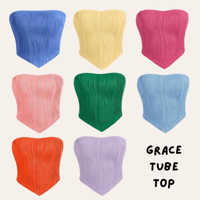 (พร้อมส่งสีส้มไซส์ XS) Grace crop top เสื้อเกาะอก | Shopee Thailand