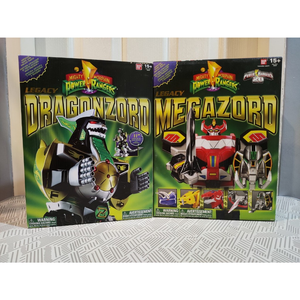 Bandai Mighty Morphin Power Rangers Legacy Megazord & Dragonzord Action ...