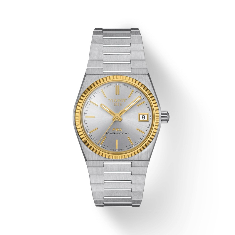 นาฬิกา TISSOT รุ่น PRX 35MM POWERMATIC 80 STEEL & 18K GOLD BEZEL ...